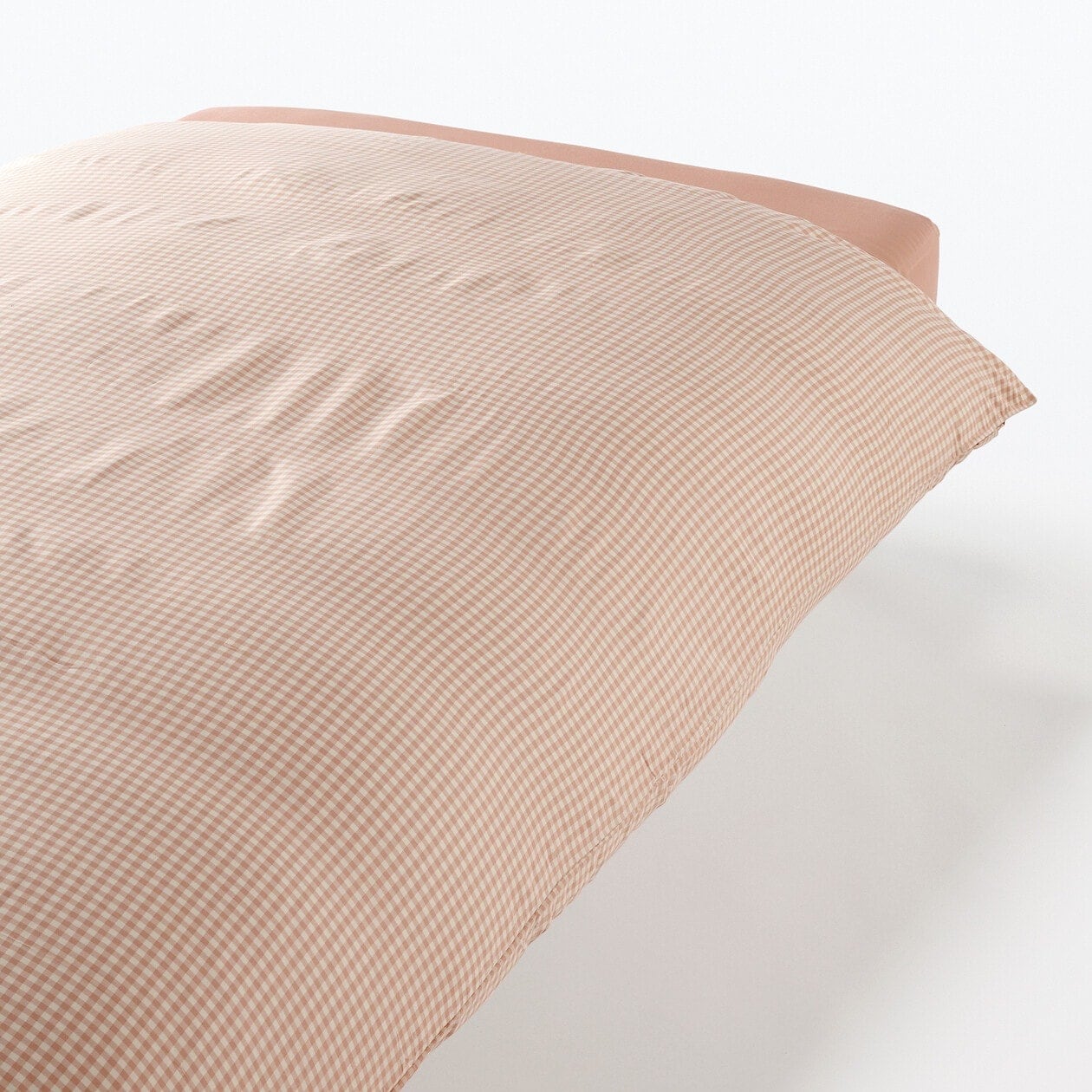 MUJI 무인양품 공식 온라인스토어 : 재생 폴리에스터 건조가 빠른 이불 커버 핑크체크 Q
